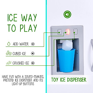 Lil' Jumbl Kids Kitchen Set, Pretend Wooden Play Kitchen, Battery Operated Icemaker, Burners, Faucet & Microwave Makes Realistic Sound & Light, Pots & Pan Included - White