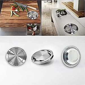 Stainless Steel Garbage Lid Round Recessed Counter Top Cover Trash Bin Built-in Balance Flap Cover Auto Flap Trash Grommet Flexible Swing Trash Can Lid Accessories for Home Kitchen Garbage Use (304material,20.5cm)