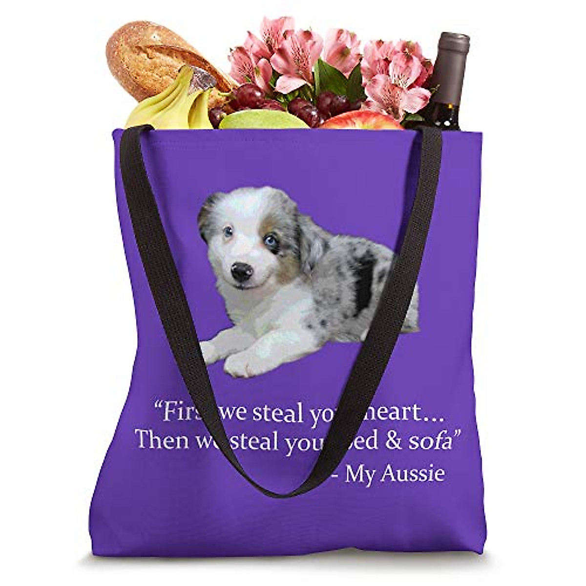 Funny Aussie Graphic - Blue Merle Australian Shepherd Gift Tote Bag