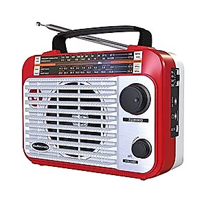 AM/FM/SW1-2 Radio Shortwave Transistor Radio AC or Battery Operated with Best Reception Big Speaker and Precise Tuning Knob with AUX in & 3.5mm Earphone Jack