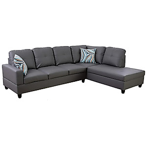 NicBex MZX-Niki-SF-00331-LWJ Sectional, Right Chaise, Dark Grey