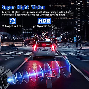 2K Dash Cam Front WiFi Dash Camera for Cars QHD 1440P Car Camera Dashcam for Cars with Super Night Vision 170°Wide Angle WDR Loop Recording