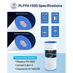 POOLPURE PA150S Pool Filter Replaces Hayward CX150XRE, Hayward SwimClear C150S, PA150S, Ultral-D4, 150 sq.ft Filter Cartridge 1 Pack