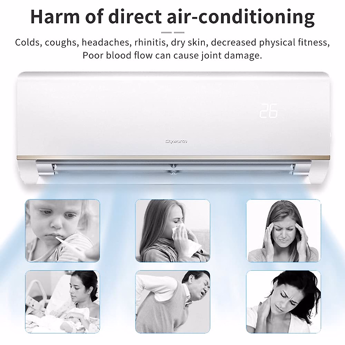 HUBUISH Adjustable Foldable Air Conditioner Deflector Confinement Air Deflector Outlet Air Wing Air Cooled Baffle Wind Direction Telescopic Windshield for Home (Watermelon Pattern)