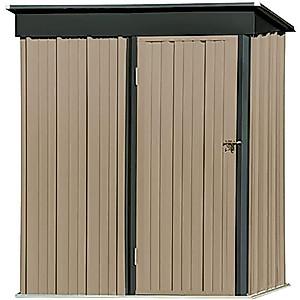 Catrimown 5x3 FT Outdoor Storage Shed, Galvanized Steel Tool Shed House for Patio Garden Backyard Lawn, Utility Tool House with Door, Dark Grey