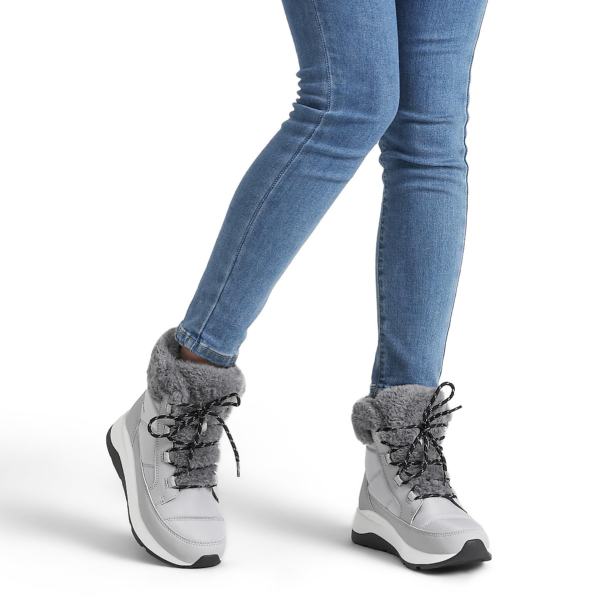 DREAM PAIRS Women's Winter Snow Boots, Faux Fur Waterproof Ankle Booties, Zaylee Ladies Comfortable Short Boots Outdoor,Size 10,Grey,SDSB2208W