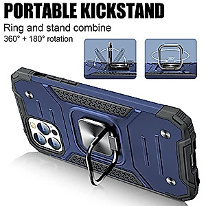 JAME Case for iPhone 12 Pro Case, for iPhone 12 Case with [Tempered-Glass Screen Protector 2PCS], Military Grade Protection, with Ring Kickstand, Protective Case for iPhone 12/12 Pro 6.1” Blue