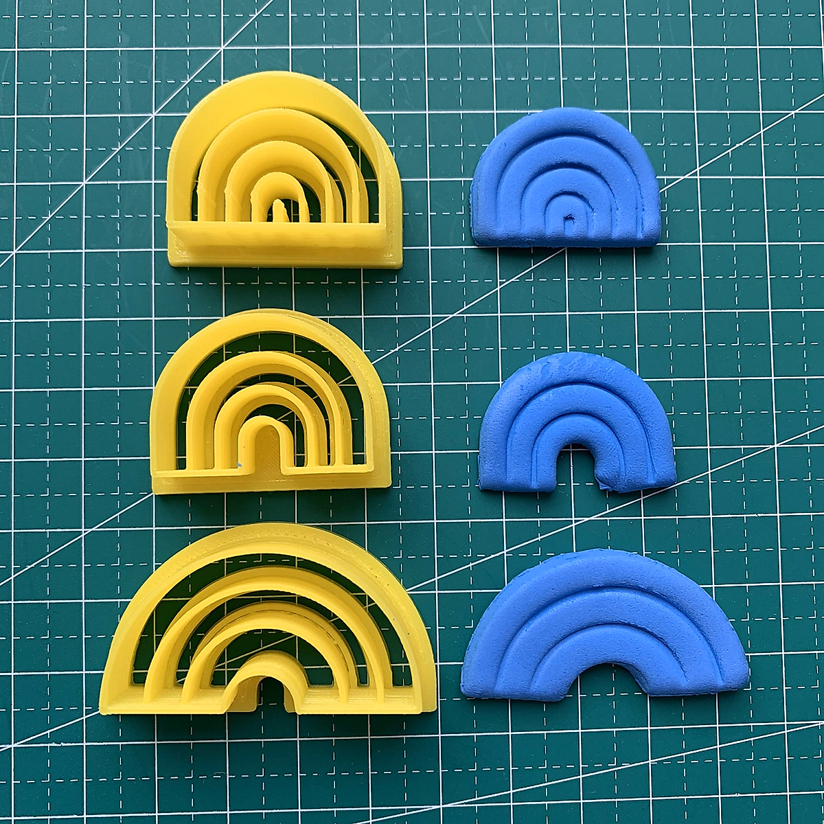 Set of 3 Rainbow Combined Stamp Polymer Clay Cutters 