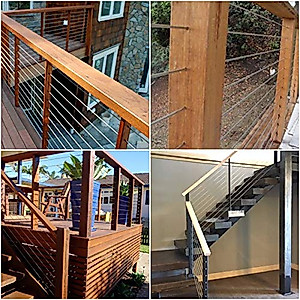 HarborCraft 500 Feet of 1/8" 316 Stainless Steel Wire Rope Aircraft Cable for Deck Cable Railing Kits DIY Balustrades 7x7