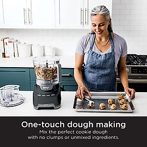 Ninja NF705BRN Professional XL Food Processor, 1200 Peak-Watts. 4 Functions for Chopping, Slicing/Shredding, Purees, Dough. 12-Cup Processor Bowl, 2 Blades/Discs, Feed Chute/Pusher, Storage Box, Black