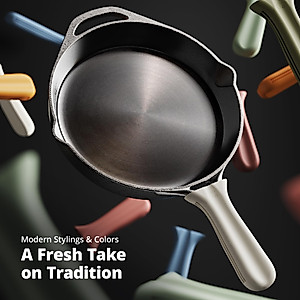 Greater Goods Silicone Handle Cover Designed for Greater Goods Cast Iron Skillet and Griddle, Stone Blue