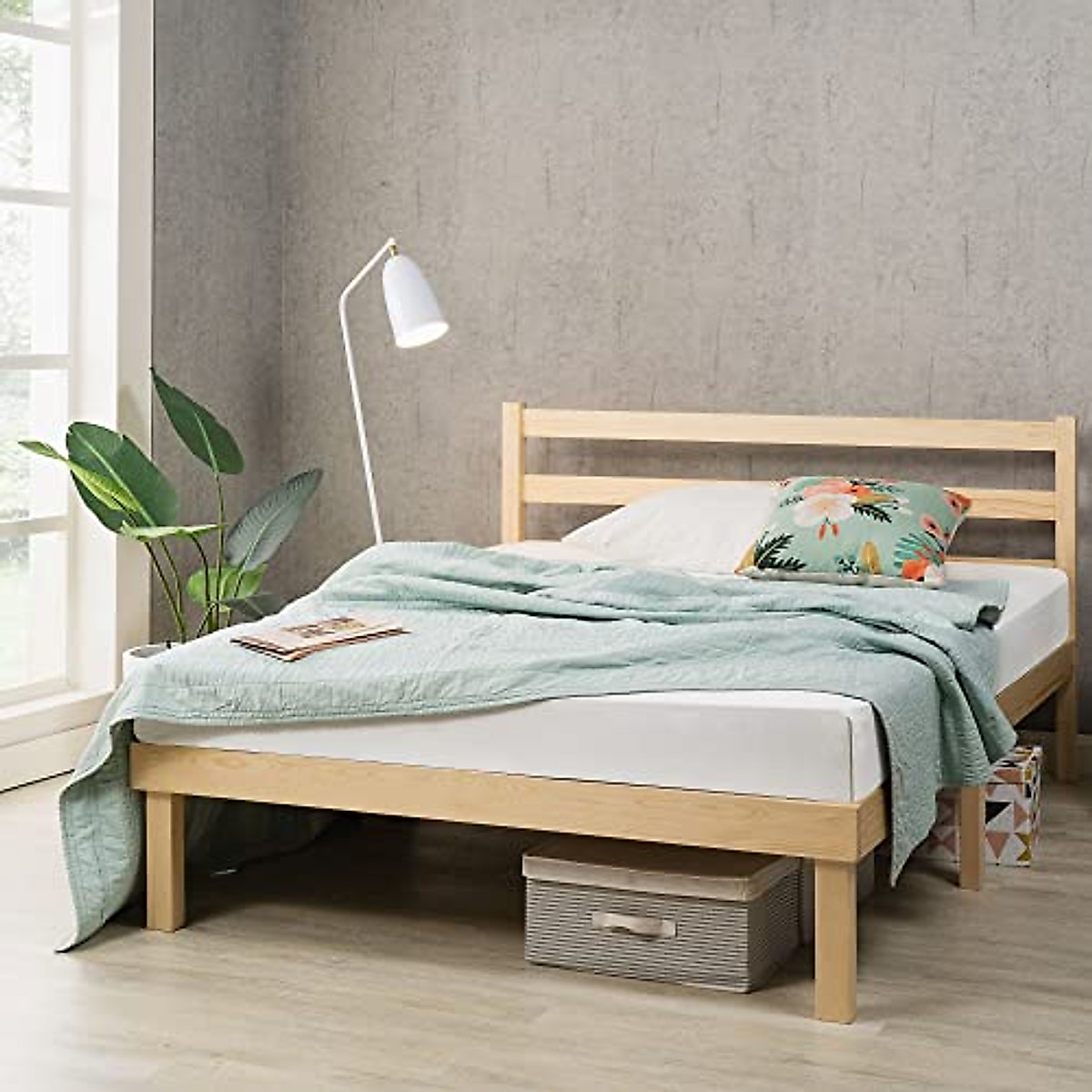 ZINUS Robin Wood Platform Bed Frame with Headboard / Wood Slat Support / No Box Spring Needed / Easy Assembly, King