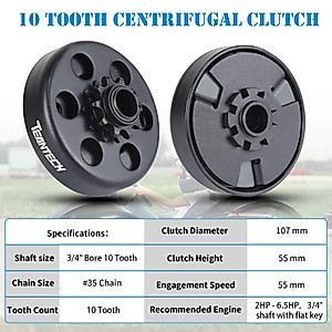 Go Kart Clutch 3/4" Bore 10T for 212cc Predator Engine Go Kart Minibike Honda Kart Engines (3/4" Bore 10T)…