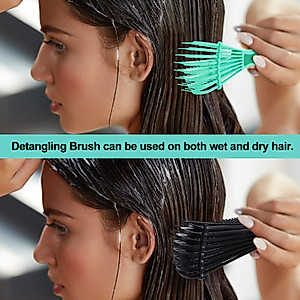 2 Pack Detangling Brush for Curly Hair, ez Detangler Brush Hair Detangler, Afro Textured 3a to 4c Kinky Wavy for Wet/Dry/Long Thick Curly Hair, Exfoliating for Beautiful and Shiny Curls (Black, Green)