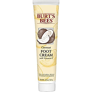 Foot Cream, Burt's Bees Moisturizing Lotion for Dry Skin, with Coconut Oil & Vitamin E, All Natural, 4.34 Ounce (Pack of 3) (Packaging May Vary)