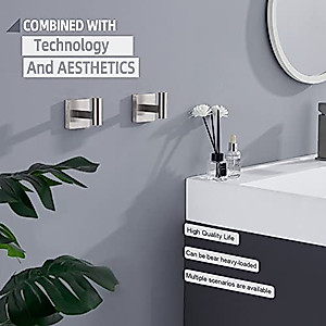 KOKOSIRI Robe Hook Bathroom Towel Coat Hooks for Bath Kitchen Wall 2 Pack Brushed Nickel Stainless Steel B1013BR-P2