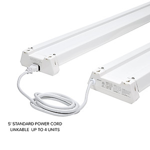 Maxxima 4 ft. Utility LED Shop Light Fixture, 40W, Linkable, Clear Lens 5000K Daylight 4800 Lumens Plug in Pull Chain LED Garage Light Energy Star