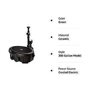 Pennington Aquagarden, Inpond 5 in 1 Pond & Water Pump, Filter, UV Clarifier, LED Spotlight and Fountain, All in One solution for a Clean, Clear, and Beautiful pond, for Ponds up to 300 Gallons