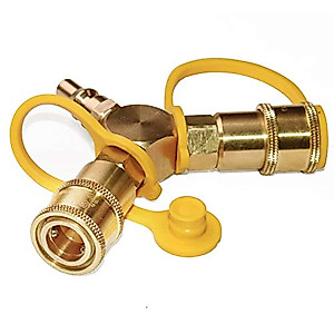 DOZYANT 1/4'' RV Propane Quick Connect Y Splitter Adapter for RV Trailer and Quick Connect Propane Hose Connect to Motorhome Tabletop Grill, 2 Way LP Gas Adapter 1/4" Quick Connect or Disconnect Kit