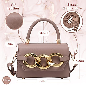 Mila Moya Luxury Leather Top-Handle Bag | 8x3x9 inch | Women Purse with Gold Color Chain (Pink)