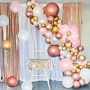 Pink Balloon Garland, 127PCS Pink Gold and White Balloons Arch Birthday Party Decorations for Girls Women 18th 21st with Metal Rose Gold Balloon for Baby Shower Wedding Bachelorette Party Supplies