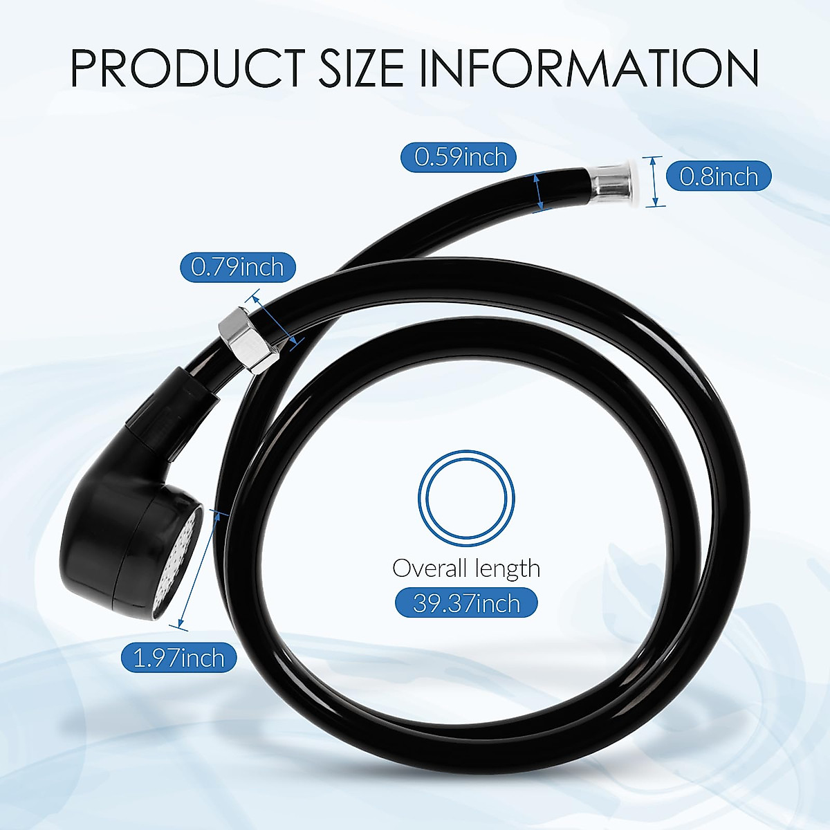 Bathtub Faucet Sprayer Attachment - Portable Shampoo Bowl Sink Shower Head and Black Rubber Hose Replacement Part for Salon, Barber Shop, Spa, Rehab