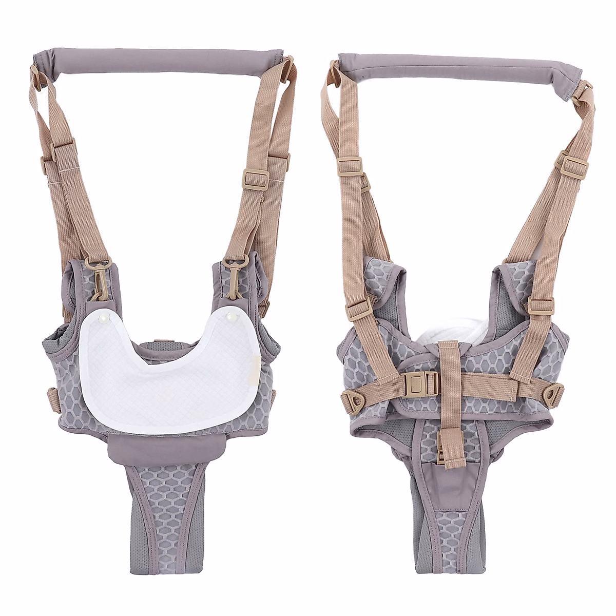 Baby Walking Harnesses, Handheld Kids Walk Helper Lightweight Adjustable Detachable Crotch Pad Handheld Toddler Walk Assistant Belt for 8‑24M Webbing, Mesh Material(Monsoon Grey-Profile Mesh)