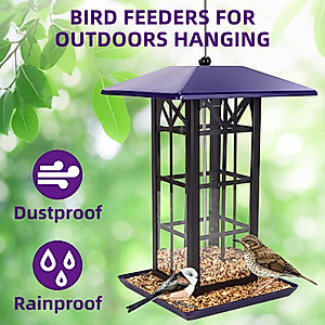 Metal Bird Feeder,Wild Bird Feeders for Outside Hanging 4LB Large Capacity,Thickened Metal Wild Bird Feeder for Finch Cardinal Chickadee,Weatherproof and Durable,Gifts for Bird Lovers Christmas