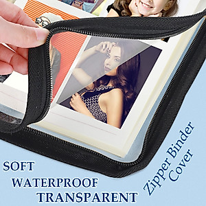 4 Pcs A5 Binder Photocard Binder with Inner 6 Ring, Clear K-Pop A5 Album PVC Photo Album Organizer with Zipper, Soft Reusable Notebook Shell,10"x7"(Black)