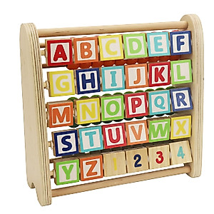 Leo & Friends Wooden Alphabet Abacus - Educational Toddler Toy - Letters and Numbers for Toddlers - Fine Motor Skills Baby Toys - Fun Learning Resource for Kids