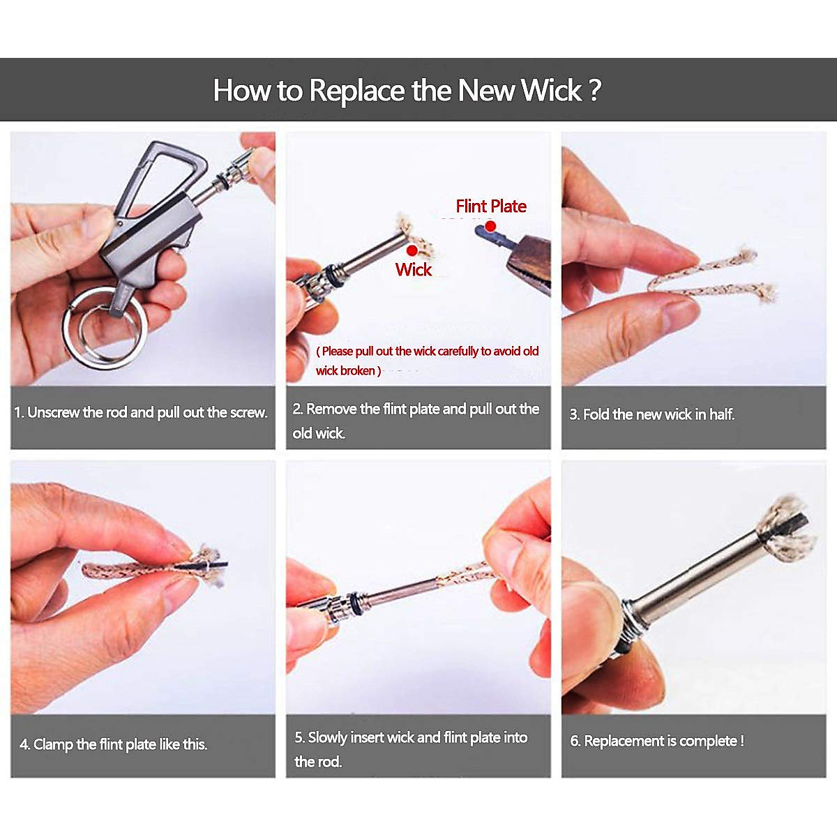 YUSUD Permanent Match Accessories, Never Ending Matchstick Parts, Forever Matches Strike Anywhere Replaceable Kit Included Scrapers, Flint Fire Starter Rods, Wicks and Sealed Waterproof Rubber Rings