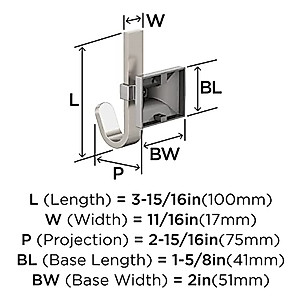 Amerock HBX36686G1026 | Burbank Single Prong Decorative Wall Hook | Satin Nickel/Polished Chrome Hook for Coats, Hats, Backpacks, Bags | Hooks for Bathroom, Bedroom, Closet, Entryway, Laundry Room