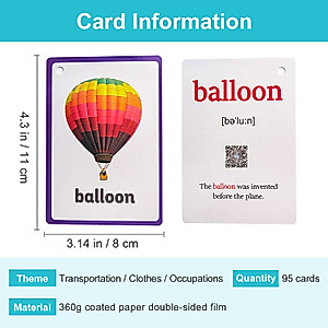 Lilias Transportation/Clothes/Occupations Flash Cards, English Words Learning Pocket Card for Toddlers, Toddler Learning Toys, Learning Supplies for Kindergarten Preschool, 3 Themes Set