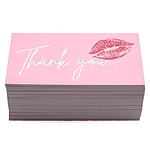 RXBC2011 Thank You for Your Purchase Cards red lips Kiss sweet Package Insert for online business Pack of 100, Pink
