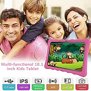 Veidoo Kids Tablet, 10.1 inch Android 10 Tablet Pc with WiFi 2GB RAM 32GB ROM Toddlers Tablet, Google Play Parental Control APP Children's Tablet for Kids(Pink)
