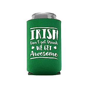 Veracco Keep Your Kiss I'm Here For This Irish Don't get Drunk We Get Awsome Stadium Party Cup St Patricks DayCan Coolie Holder Party Favors Decorations (Green, 6)