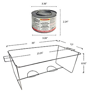 Party Essentials Party Serving Kit Chafing Dish Buffet Tray Food Warmer Set (Rack/pan/Fuel/Utensil), 33-Piece Standard Chrome, Multi Color