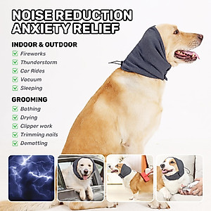 LEOTRAG Dog Calming Hoodie, No Flap/Shake Ear Wraps for Dogs, Adjustable Dog Ear Muffs for Noise Protection, Ear Wrap Head Cover for Dog Head Warp Anxiety Relief, Hematoma, Grooming and Force Drying