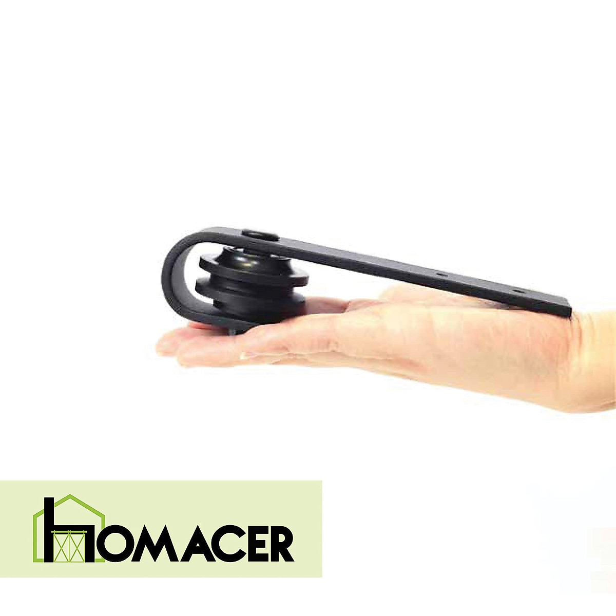 Homacer Mini Black Rustic Single Track Bypass Sliding Barn Door Hardware Kit, for Two Doors, 54-inch Long Flat Track, Classic Design Roller (One Flat +One Bent), Cabinet TV Stand Use