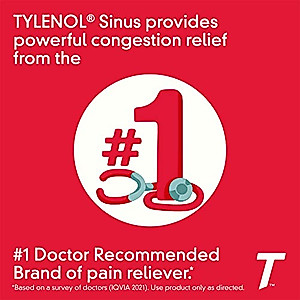 Tylenol Sinus + Headache Daytime Non-Drowsy Relief Caplets, Acetaminophen 325mg, Nasal Decongestant for Sinus Pressure, Headache & Nasal Congestion Relief, 24 ct