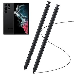 2 Pack Black S22 Ultra S Pen Replacement for Samsung Galaxy S22 Ultra Stylus Pen 5G SM-S908U S22 Ultra Stylus Pen (WithoutBluetooth) + Eject Pin (Phantom Black)
