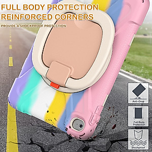 BRAECN Kid Case for iPad Mini 5/4 | Shockproof Silicone Cover with Shoulder Strap, Kickstand, Pencil Holder & Anti-Slip Grip | Compatible with iPad Mini 5th/4th Generation 7.9" - Colorful Pink