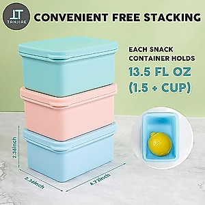 Tanjiae Silicone Snack Containers for Kids, Leak Proof Microwavable Small Tupperware Lunch Box Containers with Lids for Toddlers, 1 Cup BPA Free Freezer Molds for Soups/Baby Food Storage (13.5oz)