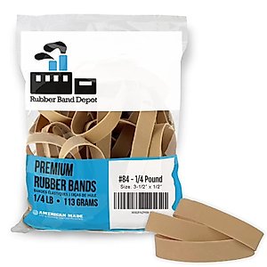 Rubber Bands, Rubber Band Depot, Size #84, Approximately 40 Rubber Bands Per Bag, Rubber Band Measurements: 3-1/2" x 1/2'' - 1/4 Pound Bag
