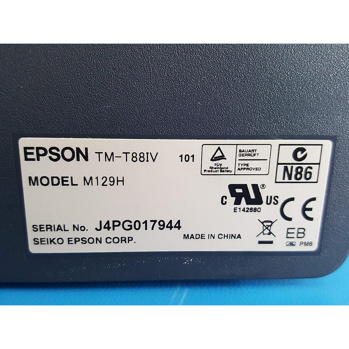 Epson TM-T88IV Model M129H - Dark Gray POS Thermal Receipt Printer USB Port with Epson PS-180 Power Supply & 3 Rolls of Receipt Paper - (Renewed)