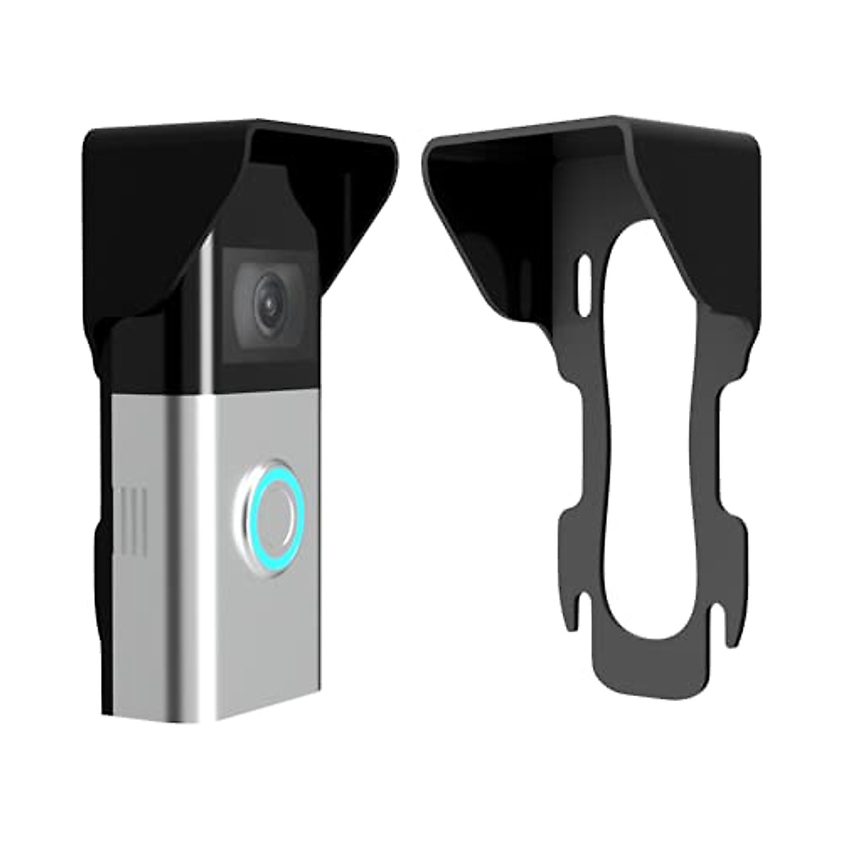 RingDoorbell 1/2/3/4 2nd Gen & 3 Plus Rain Sun Cover Hood Weather Shield Glare Protector No Drilling Needed, Black