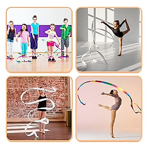 HUIANER Dance Ribbons Streamers Rhythmic Gymnastic Ribbon Wands Rods for Children Art Dances, Baton Twirling, 2 Pieces