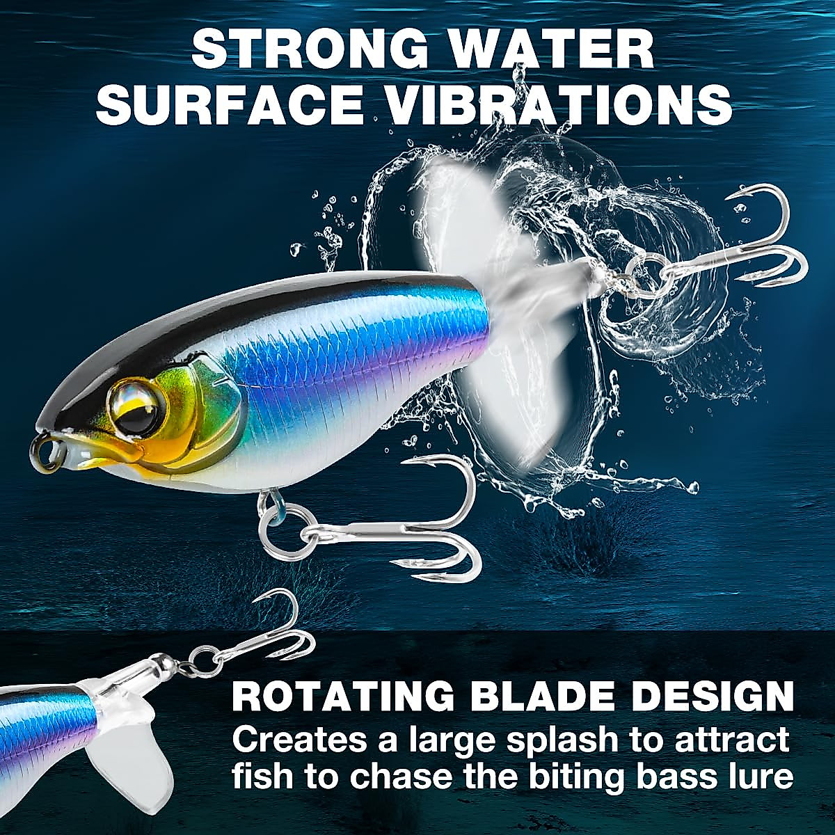 GOANDO Top Water Fishing Lures 5PCS Bass Lures with Propeller Tail Fishing Gear and Equipment for Bass Trout Catfish Pike Perch Bass Fishing Lure Kit for Freshwater or Saltwater
