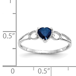 IceCarats 10K White Gold Blue Sapphire Heart Love Ring Gemstone Band September Birthstone Jewelry Size 6