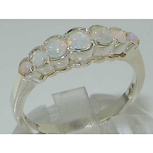 LetsBuyGold 925 Sterling Silver Natural Opal Womens Anniversary Ring - Size 7.25